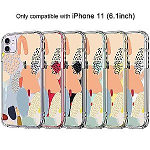 ICEDIO iPhone 11 Case with Screen Protector,Clear with Multi-Colored Painting Patterns for Girls Women,Shockproof Slim Fit TPU Cover Protective Phone Case for Apple iPhone 11 6.1 inch