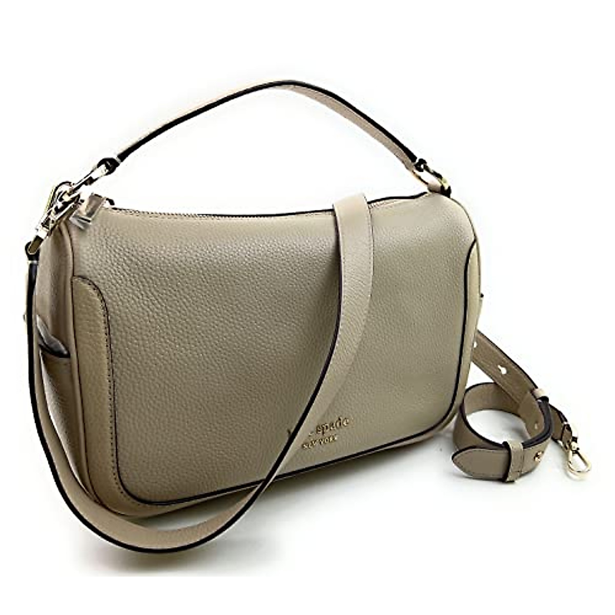 Kate Spade Smoosh Top Zip Satchel Crossbody Pebbled Leather (Light Sand)