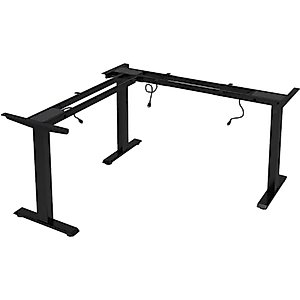 TOPSKY 3-Motor Electric Adjustable Standing and Sitting Computer Desk with 3 Legs for Home and Office 270lb Weight Capacity (Black Frame Only)