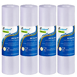 EXCELPURE 5 Micron 10" x 2.5" Whole House Sediment Home Water Filter Cartridge Replacement for Any 10 inch RO Unit, Culligan P5, Aqua-Pure AP110, Dupont WFPFC5002, CFS110, WHKF-GD05, PP10-05, 4PACK