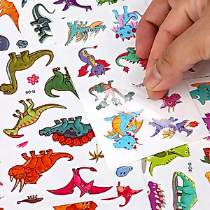 SAVITA 20 Sheets Kids Temporary Tattoos, Luminous Dinosaur Tattoo Stickers Waterproof Cartoon Fake Tattoos for Kids Toddlers Boys Dinosaur Birthday Party Favors Supplies