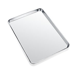 Zacfton Cookie Sheets for Baking, Stainless Steel Baking Sheet Baking Pan Tray - 12.4 x 10 x 1 Inch, Non Toxic & Healthy, Mirror Finish & Easy Clean, Dishwasher Safe & Heavy Duty