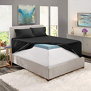 Hearth & Harbor Extra Deep Pocket Sheets - Fits Mattress 18-24 Inches Deep - Extra Deep Pocket Full Size Sheets Sets - 6 Piece Full Size Sheets - Full Sheets Deep Pocket - Black Sheets