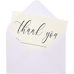 Mini Blank Thank You Gratitude Note Cards with Envelopes (3.7 x 2.5 In, 48 Pack)