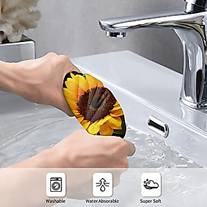 luxteen Single Sunflower On Black Hand Towel Print Bath Bathroom Towel Highly Absorbent Soft Guest Fingertip Towels