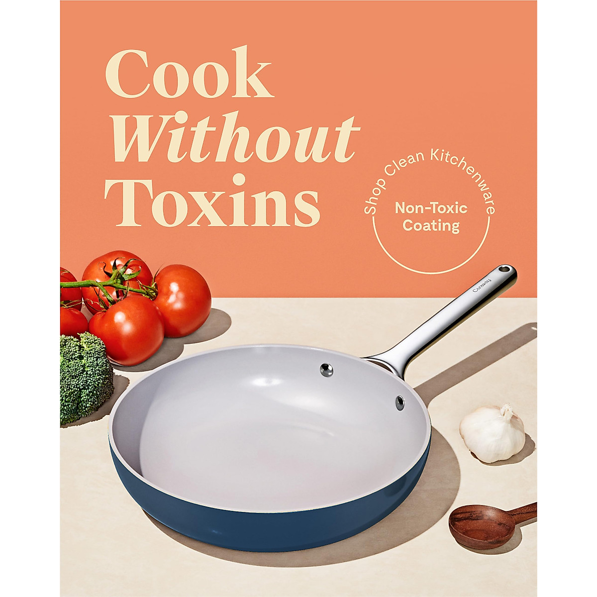 Caraway Fry Pan Trio - Non-Stick Frying Pans (10.5” & 8”) & Non-Stick Saute Pan - Non Toxic, PTFE & PFOA Free - Oven Safe & Compatible with All Stovetops (Gas, Electric & Induction) - Navy