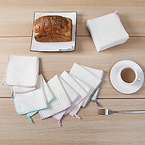 Oeleky Kitchen Dish Cloth Pack of 8, Strong Absorbent Dish Rags for Washing Dishes, Waffle Weave Cleaning Cloths Quick Drying (12x12 Inches, Brown)