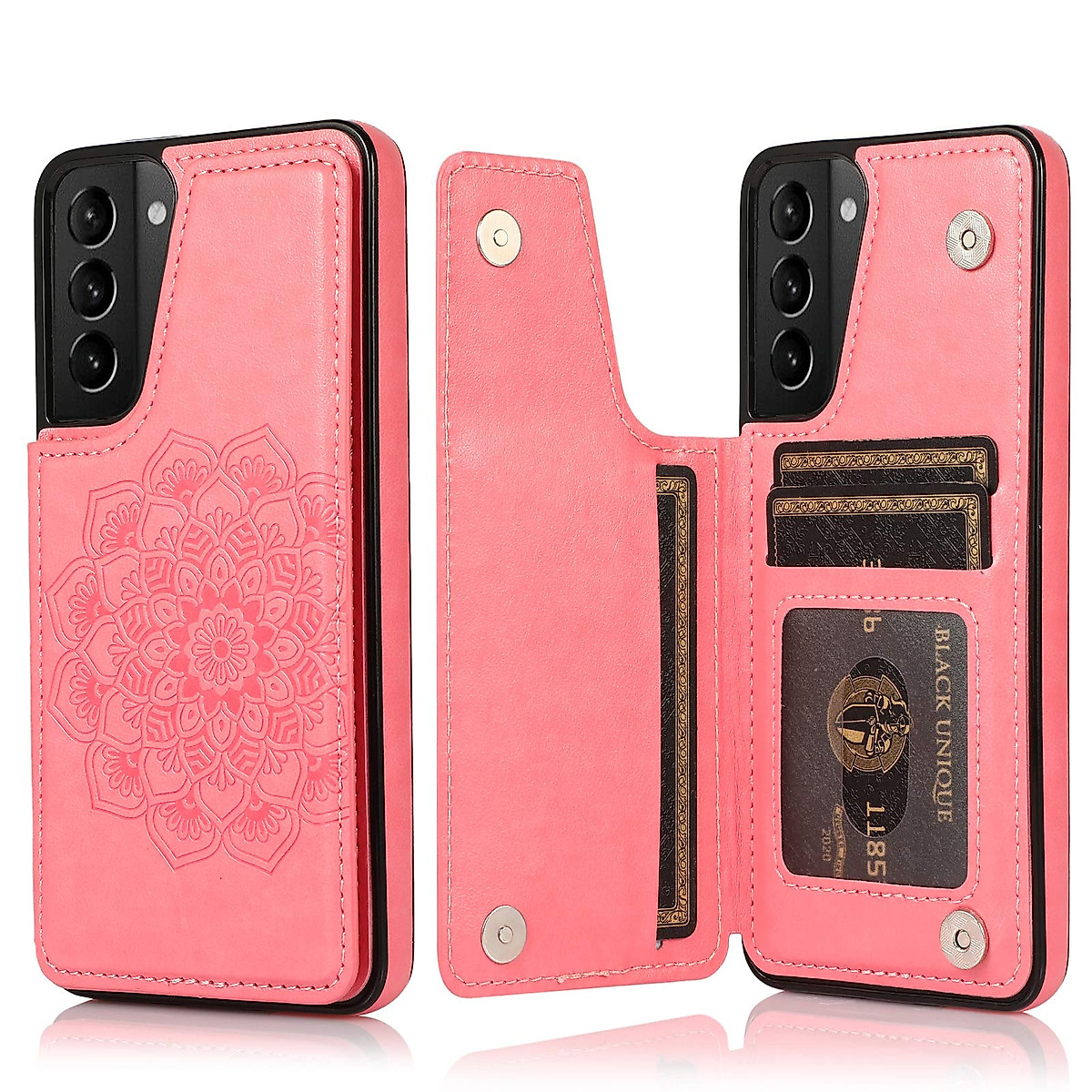 ACXLIFE Galaxy S21 Plus 5G Case S21+ Wallet Protective Cover with Card Holder Slot,Slim Purse Leather Case for Samsung S21 Plus 6.7Inch (Pink)