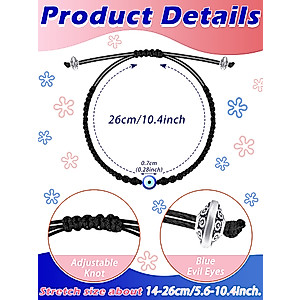 6 Pieces Evil Eye Rope Kabbalah Bracelets Evil Eye Adjustable Cord Bracelet Black Evil Eye Knotted Bracelet Summer Rope Bracelets for Women Men (Simple Style)