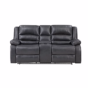 Galaxy Home Furnishings Martin Manual Reclining Loveseat Finished with Faux Leather/Wood in Gray