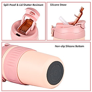 Coffee Travel Mug, Double Walled Insulated Vacuum Coffee Tumbler With Leakproof Flip Insulated Coffee Mug, For Hot And Cold Water Coffee And Tea In Travel Car Office School Camping (Pink, 17)