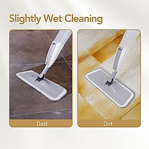 DrDirt Spray Mops for Floor Cleaning, Wet & Dry Mops Mop with Washable Mop Pad, Excessive Pad and 5 Piece Disposable Microfiber Mop Pads for Home Kitchen Bathroom Wood Floor Tile