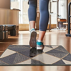 Lavezee Indoor Doormat Front Back Door Rug, 19.6"x31.5" Absorbent Non Slip Soft Floor Inside Mat for Entrance, Patio, Grey