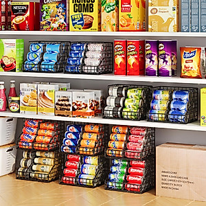 Stackable Can Rack Organizer, 4-Tier Can Storage Rack for Kitchen Cabinet Pantry, Multifunctional Can Dispenser for Storing Canned Snacks Drinks and More,Black