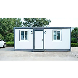 Generic Portable Prefabrecated Tiny House, Expandable Plastic Mobile House, 20X7 ft Prefab House, Foldable Moveable House, 1Bedroom with SofaBed, Cupboard, Kitchen, Ideal for Office, Shed, White