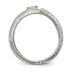 925 Sterling Silver Crystal Snake Ring Size 7 Jewelry for Women