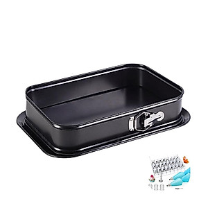 Old Tjikko Rectangular Springform Cake Pan, 14 x 9-Inch Rectangle Cheesecake Pan, Tiramisu Bakeware with Accessory,Removable Bottom,Non-Stick Baking Pan Mold,Leak Proof,Black