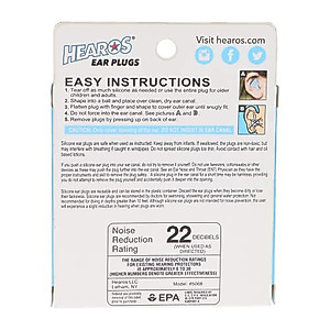 Hearos 5068 Moldable Silicone Waterproof Swimming Earplug, NRR 22, Pairs, Pack of 8