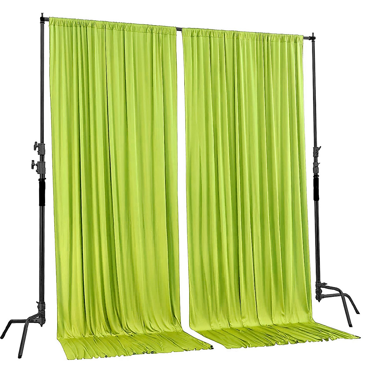 AK TRADING CO. 10 feet x 10 feet Light Green Polyester Backdrop Drapes Curtains Panels with Rod Pockets - Wedding Ceremony Party Home Window Decorations, 5FT x 10FT