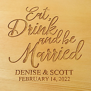 Let's Make Memories Personalized Eat, Drink & Be Married Wood Barrel Tray - Wedding - Newlyweds