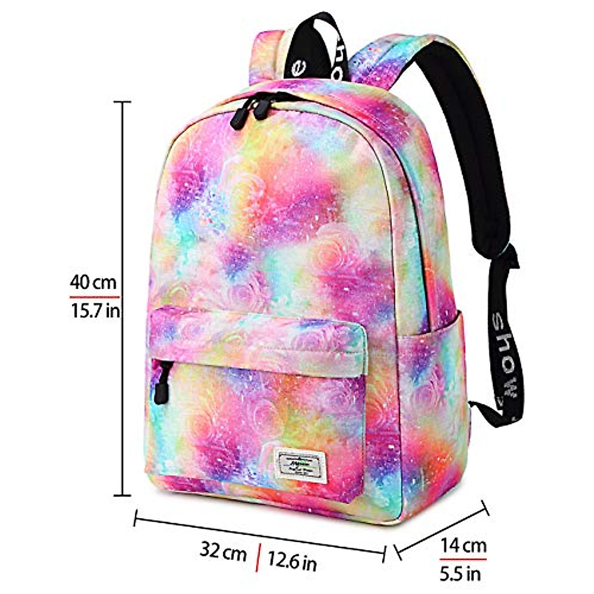 mygreen Cute Lightweight Rainow Flower School Backpack for Girls Laptop Backpack Teens Bookbag Galaxy Pink Purple