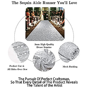 Aisle Runners for Weddings Aisle Runner Sequin Aisle Runner 4FTx15FT Aisle Runner for Wedding Ceremony Runner Rug for Hallway Carpet Runner for Grass Outdoor Indoor Party (4ftx15ft, Silver)