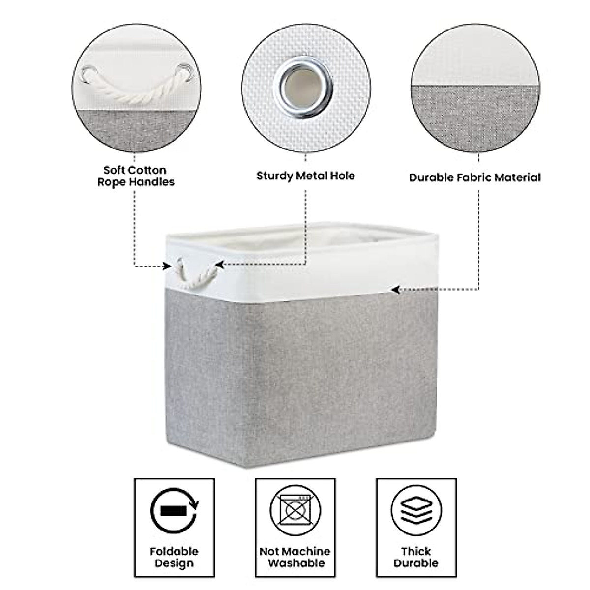 Bidtakay Large Storage Bins for Clothes Fabric Deep Baskets for Organizing Set of 2 Grey Fabric Pantry Storage Bins for Hallway Living Room Blankets 17x12x15 in Extra Large Shelf Tote Baskets