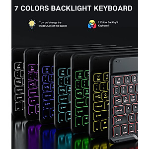 Harvopu for iPad Pro 11 inch Case with Keyboard - 7 Color Backlit Detachable Bluetooth Keyboard for iPad Pro 11-inch 2022(4th Generation)/2021(3rd Gen)/2020(2nd Gen), Black