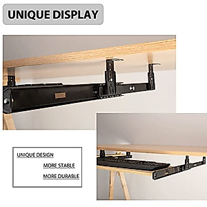 EVCUHASL Keyboard Slide, 14 Inch Heavy Duty Ball Bearing Drawer Slides, Undermount Keyboard Tray Slides, Black Powder Finished Cabinet Furniture Hardware with Adjustable Height Bracket