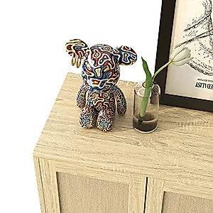 Panana Buffet Cabinet Sideboard with Rattan Decorated Doors Kitchen Storage Cupboard Accent Cabinet (Natural Wood)