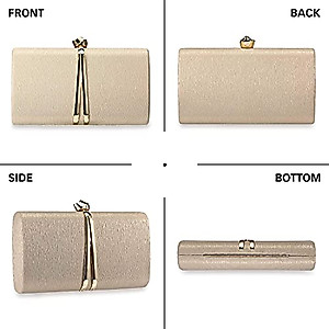 Pinprin Women’s Evening Clutch Bag Elegant Cocktail Bridal Handbag Wedding Party Purse (Gold)