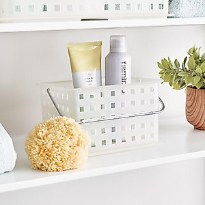 iDesign Spa BPA-Free Recycled Plastic Small Stackable Basket, 9.25" x 6.69" x 5.13", Frost