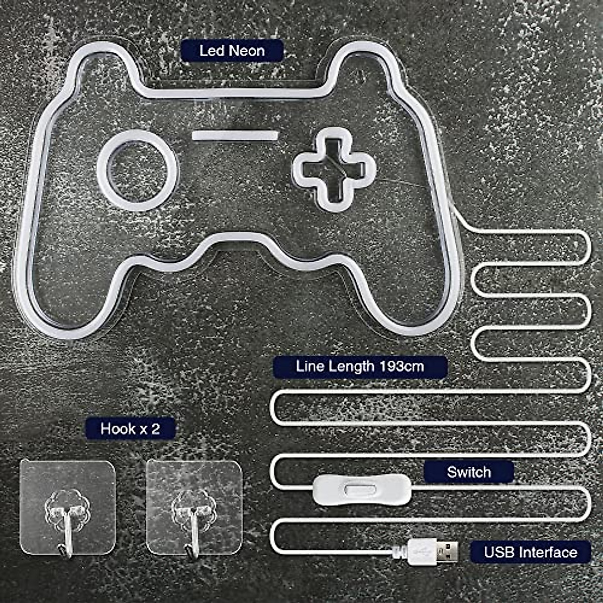 Lepowcoo Neon Sign Gaming, (16 x 11inch) Big Game LED Light Room Decor, Gamepad Neon Controller Signs, Cool Party Wall Decoration for Teen Boys Bedroom, Gamer Room Accessories, Lepowcoo-1