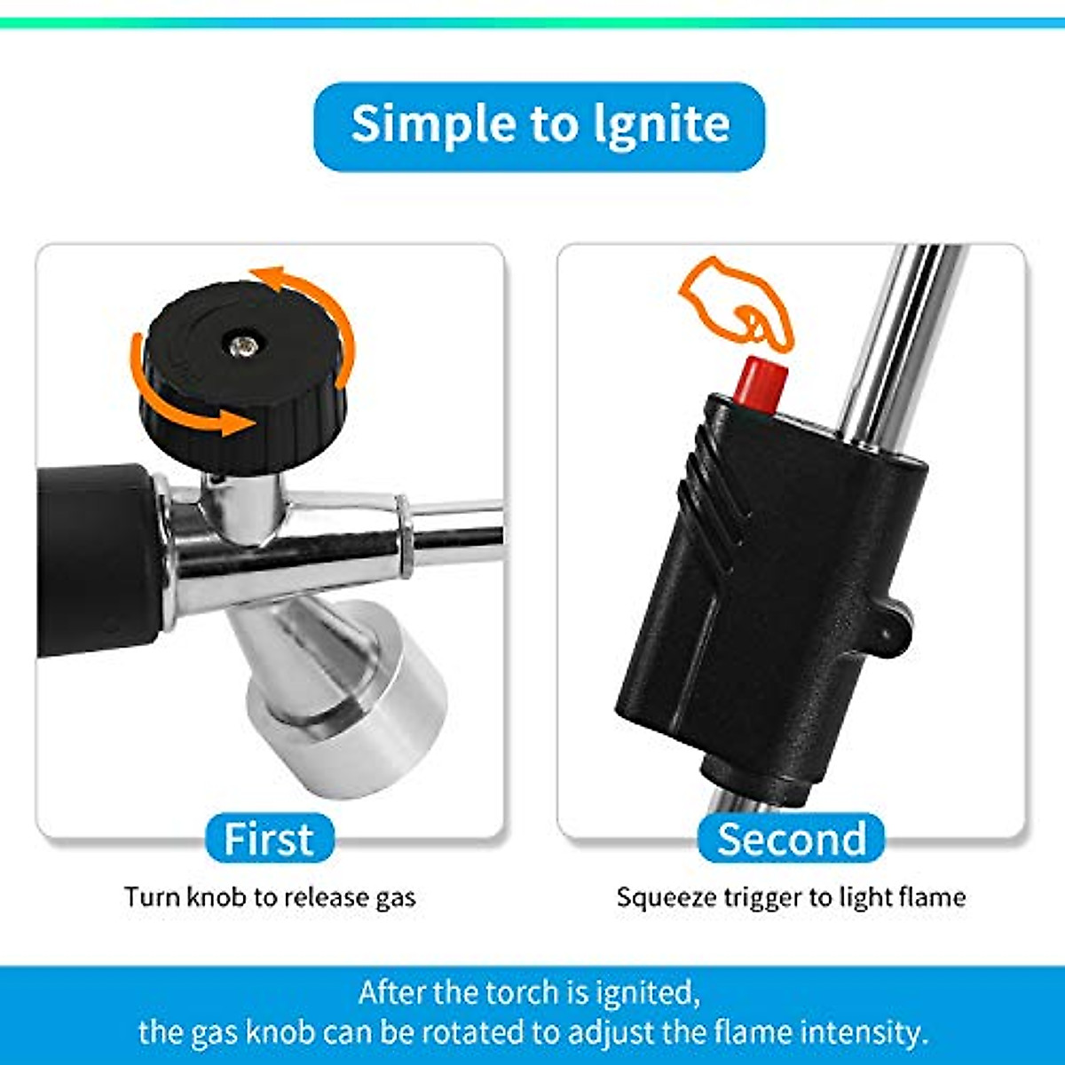 Weed Torch Propane Burner,Blow Torch ,50,000BTU,Gas Vapor, Self Igniting , with Flame Control Valve and Ergonomic Anti-slip Handle