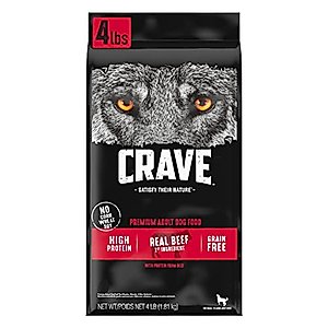 CRAVE Grain Free High Protein Adult Dry Dog Food, Beef, 4 lb. Bag