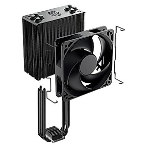 Cooler Master Hyper 212 Black CPU Air Cooler with Silencio Fan, Gun-Metal Fins, and Copper Heat Pipes - For AMD Ryzen and Intel LGA CPUs