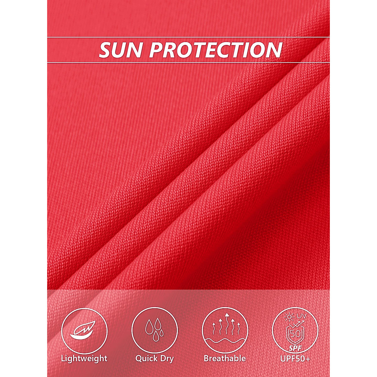 TACVASEN Women's Athletic Shirts Red Quarter Zip Pullover Womens UV Protection Shirts Rash Guard for Women Quick Dry, L