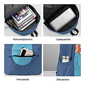 Anime Backpack for Girls & Boys, Canvas Casual Fashion 3D Print Laptop Bag Large 17 Inch Backpack,Blue Grey