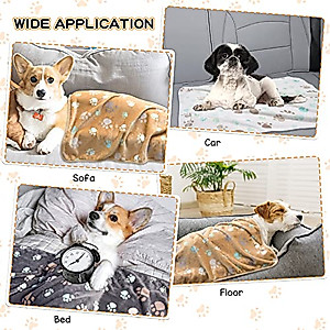 Rezutan Upgraded Dog Blankets for Large Dogs, 3 Pack Dog Cat Flannel Blankets Washable, Soft Pet Mat Throw Cover for Kennel Crate Bed, Cute Paw Pattern, Dog Blanket, Pet Blanket 31" x 41"