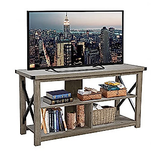 JAXPETY 47" Rustic TV Stand Wood Sofa Table Industrial Entertainment Center 3-Tier TV Console for Living Room, Bedroom, Entryway/Hallway, Gray