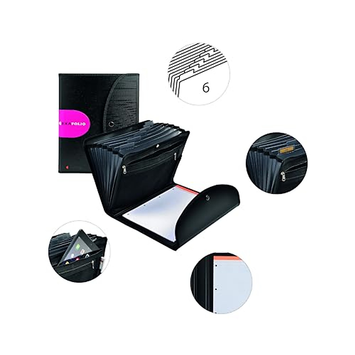 Exacompta - Ref 55834E - Exactive - Conference Folder - 25.5 x 33cm in Size, Suitable for A4 Documents, 13 Customisable Tabs, Writing Pad Supplied - Black