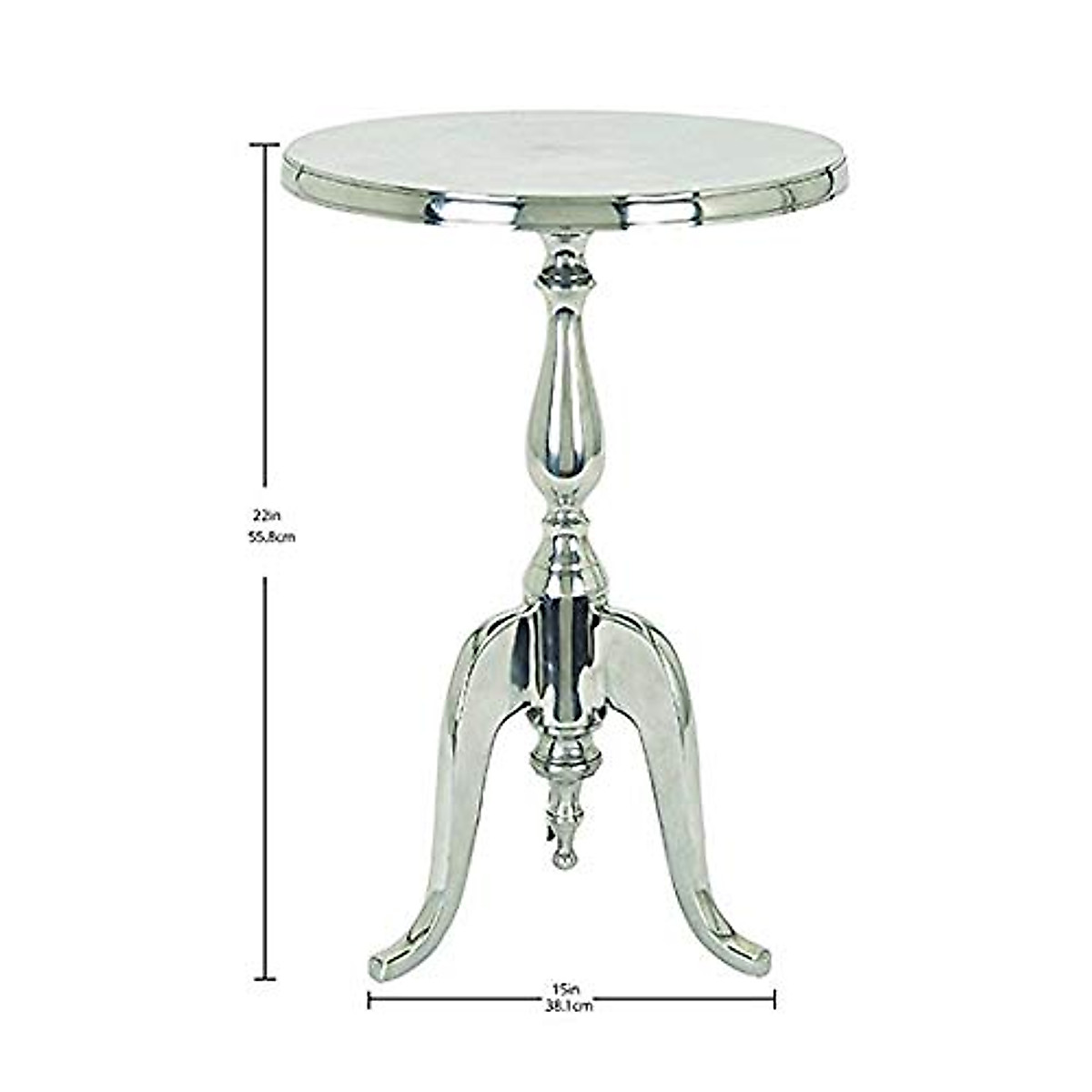 Benzara Traditional Style Aluminum Accent Table with Pedestal Base, Silver