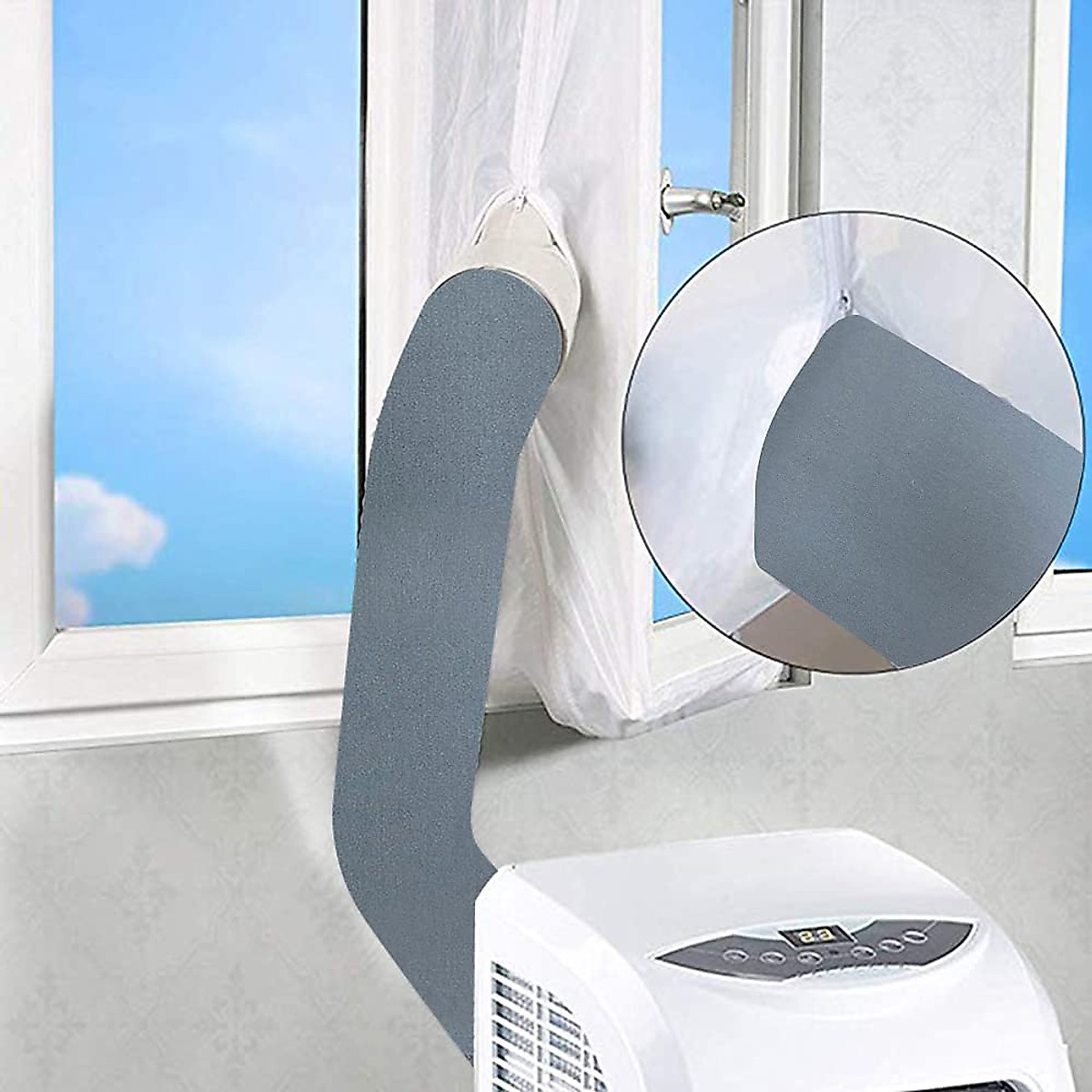 ikasus Insulated Hose Cover for Portable Air Conditioners Universal Fit Both 5 inch and 5.9 inch Diameter Exhaust Duct Vent Hose Cover Air Conditioner Energy Saving Dust Hose Protective Cover Gray