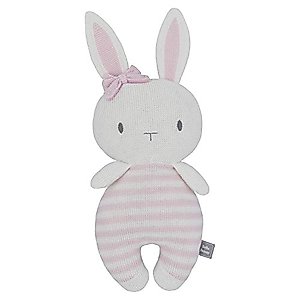 Living Textiles Baby Knit Plush Toy w/Rattle - Bella Bunny - Premium 100% Cotton Super Cute Soft & Fun Stuffed Animal Character | for Infant,Newborn,Stuff,Knit,Doll,Gift,Shower,Boy,Girl
