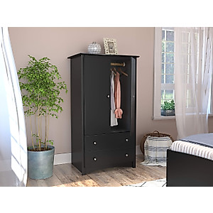 Prepac Sonoma Wardrobe Cabinet: Armoire Dresser for Bedroom with Adjustable Shelf. Features 2-Door Wardrobe Closet & 2 Drawers, Ideal Closet for Bedroom, 22"Dx31.5"Wx58.75"H, Black - BDC-3359-K