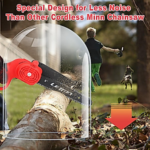 Letton Mini Chainsaw,8 inch & 6 inch electric chainsaw cordless With 21V Battery Powered,Portable Hand Held Chain Saw For Cutting Trees Branch Trimming Pruning-Red