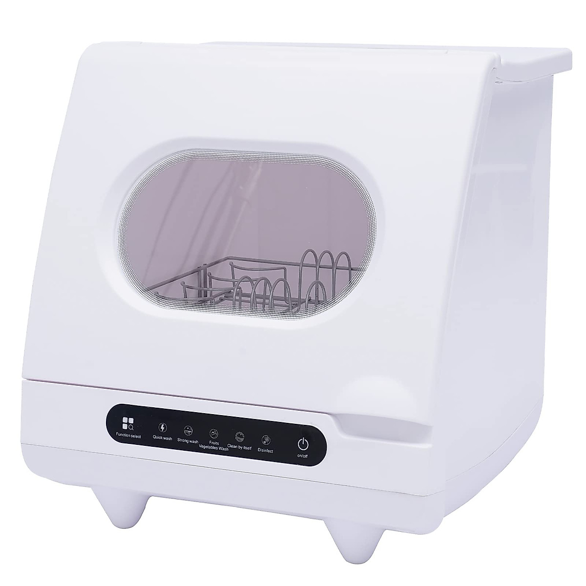 HinLIaDa Portable Dishwasher Countertop, Mini Dishwasher with 5 Programs Standard 360° Dual Spray 162℉ High-Temp& Air-Dry Function for Apartments Dorms Boats Campers RVS, White