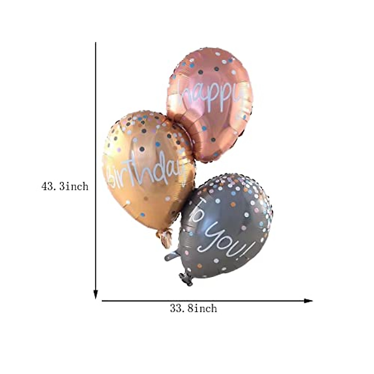 6PCS Big Happy Birthday Balloon Foil Inflated Mylar Balloons Rose Gold Birthday Party Decoration Kit for Party Decoration Supplies