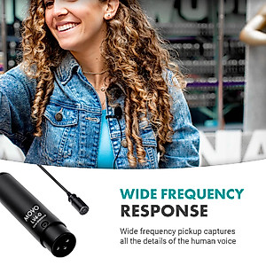 Movo LV4-O Phantom Power Omnidirectional XLR Lavalier Microphone with Metal Lapel Mic Clip and Windscreen - Great External Lav Mic for Filming, Podcast, Livestream, Interviews, or YouTube Recording