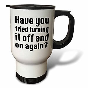 3dRose " Have you tried turning it on and off again IT-" Travel Mug, 14 oz, Multicolor